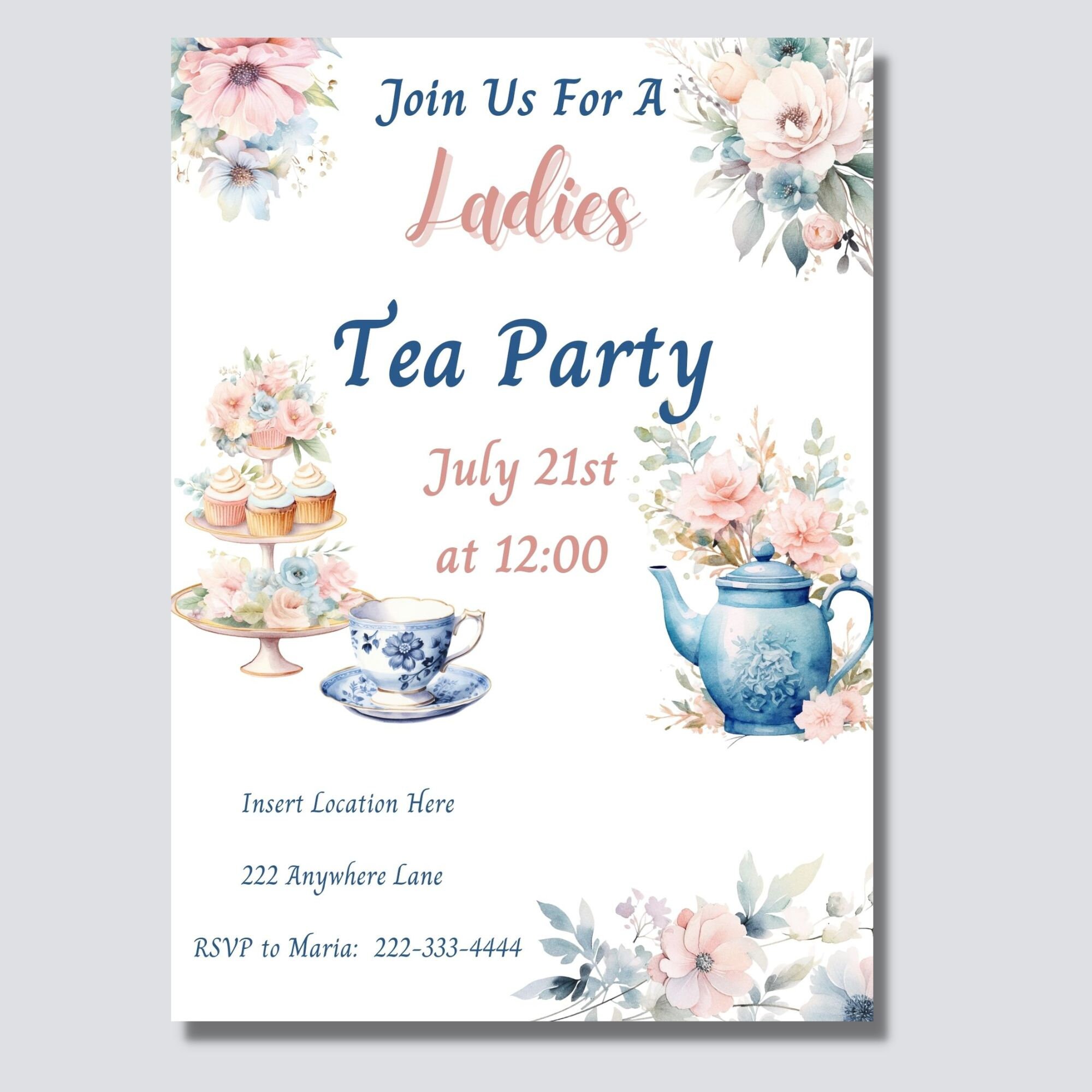Ladies High Tea Party Invitation-editable Template-instant - Etsy