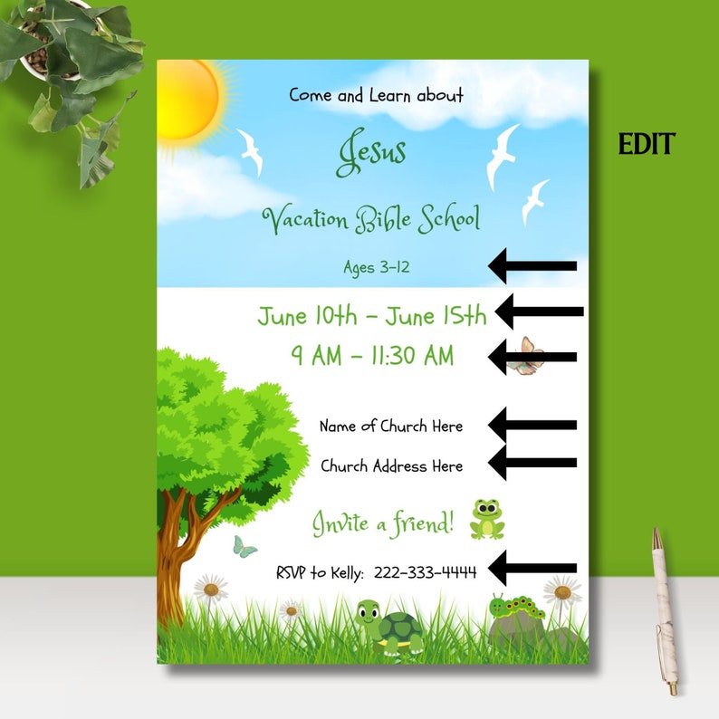 Vacation Bible School Invitation-instant Download-5x7-editable ...