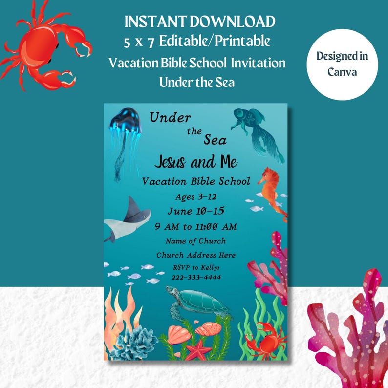 VBS Invitation-under the Sea-instant Download-5x7-editable-printable ...