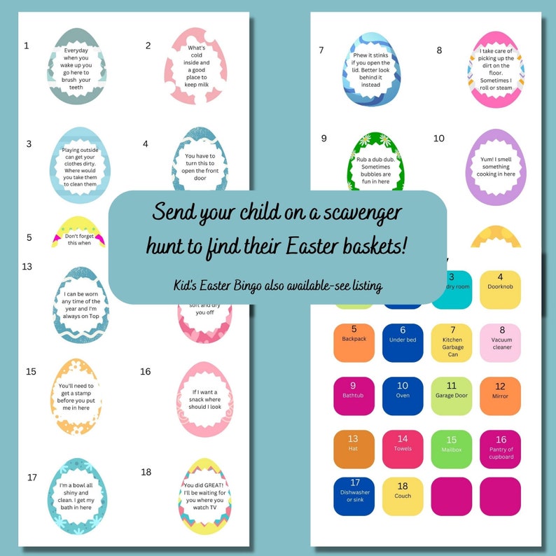 Easter Egg Hunt Clues: Scavenger Hunt Game With Stickers (PDF Print) - Etsy