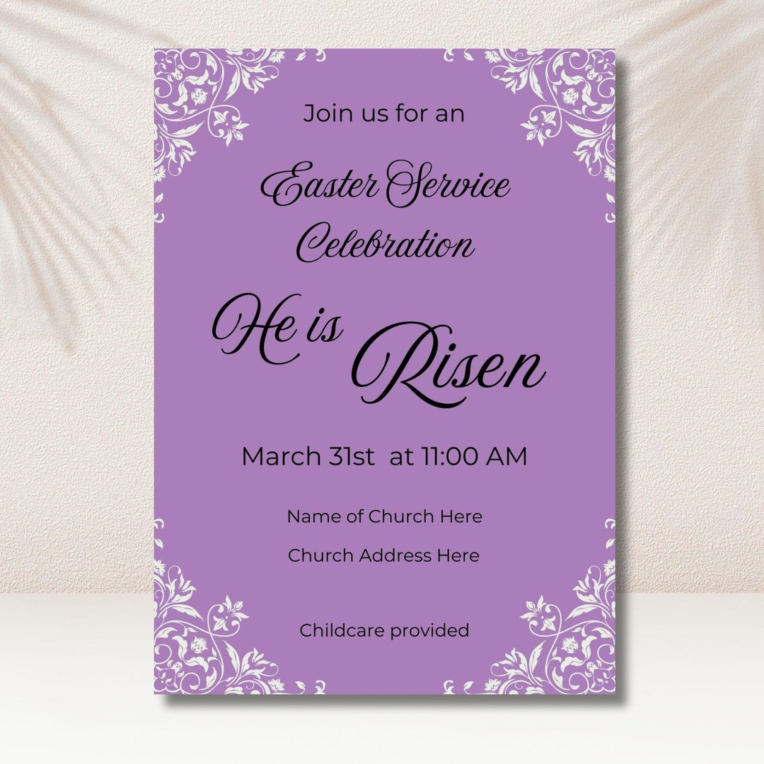 Easter Service Celebration Invitation-he is Risen-5x7-instant Download ...