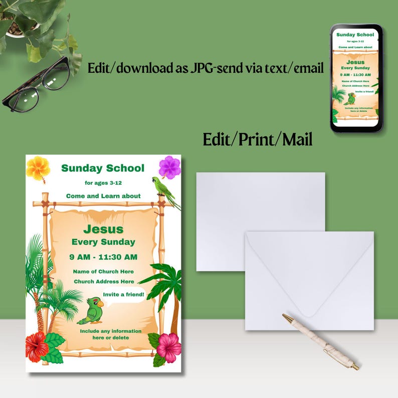 Sunday School Invitation-or VBS-INSTANT Download-5x7-editable-printable ...