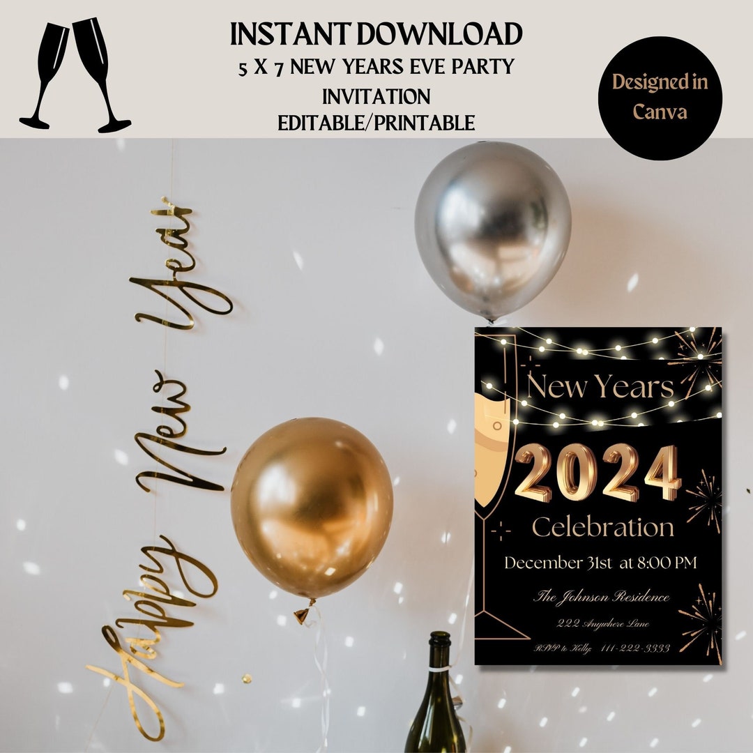 Editable-printable New Years Eve Party Invitation-5x7-instant Download ...