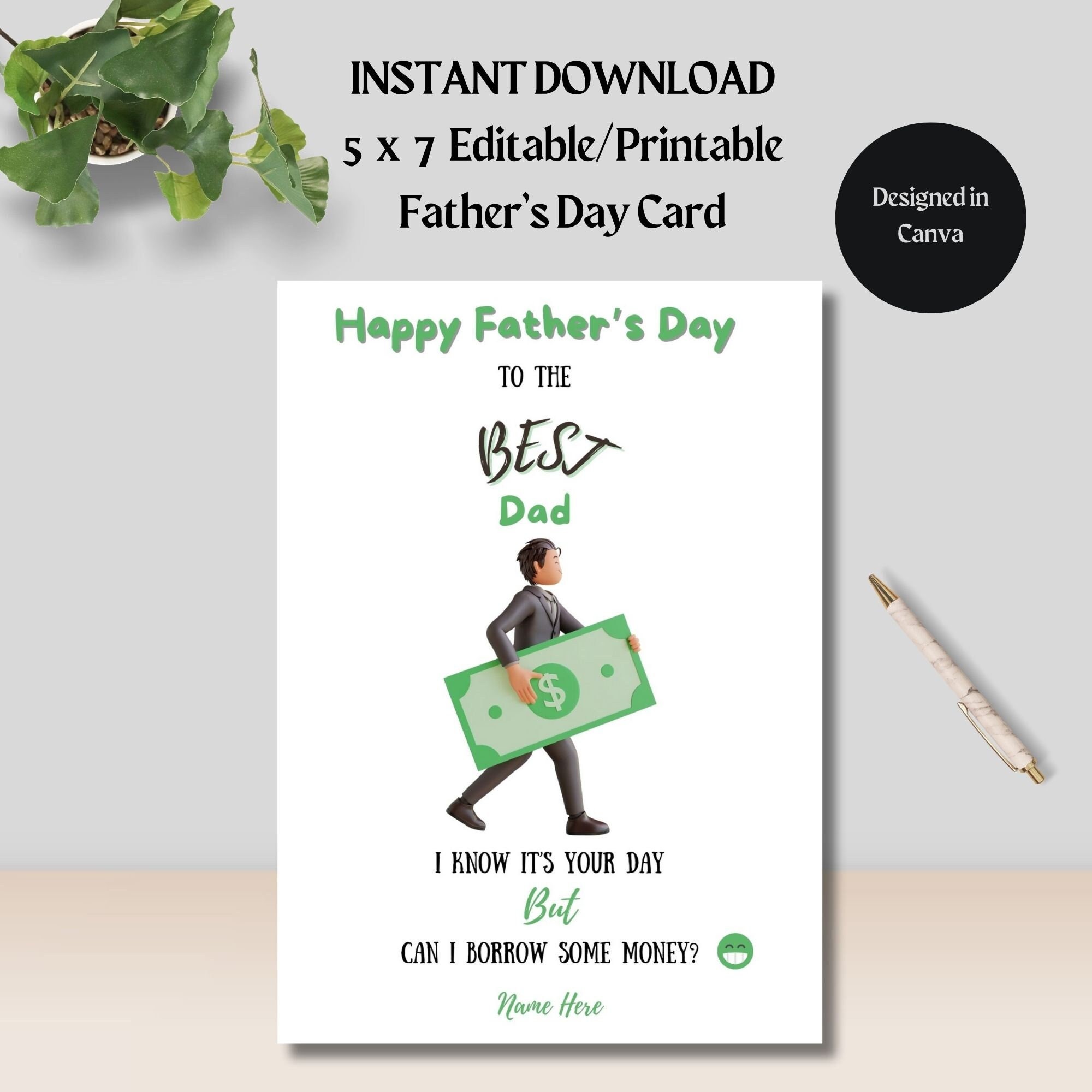 Editable Funny Happy Father's Day Card- 5x7-instant Download-humorous ...