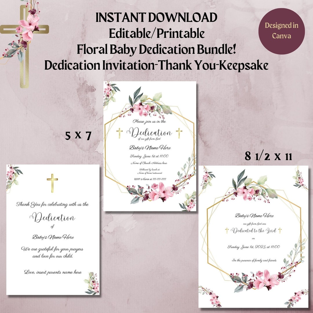 Baby Dedication Invitation-thank You-keepsake Bundle-instant Access ...