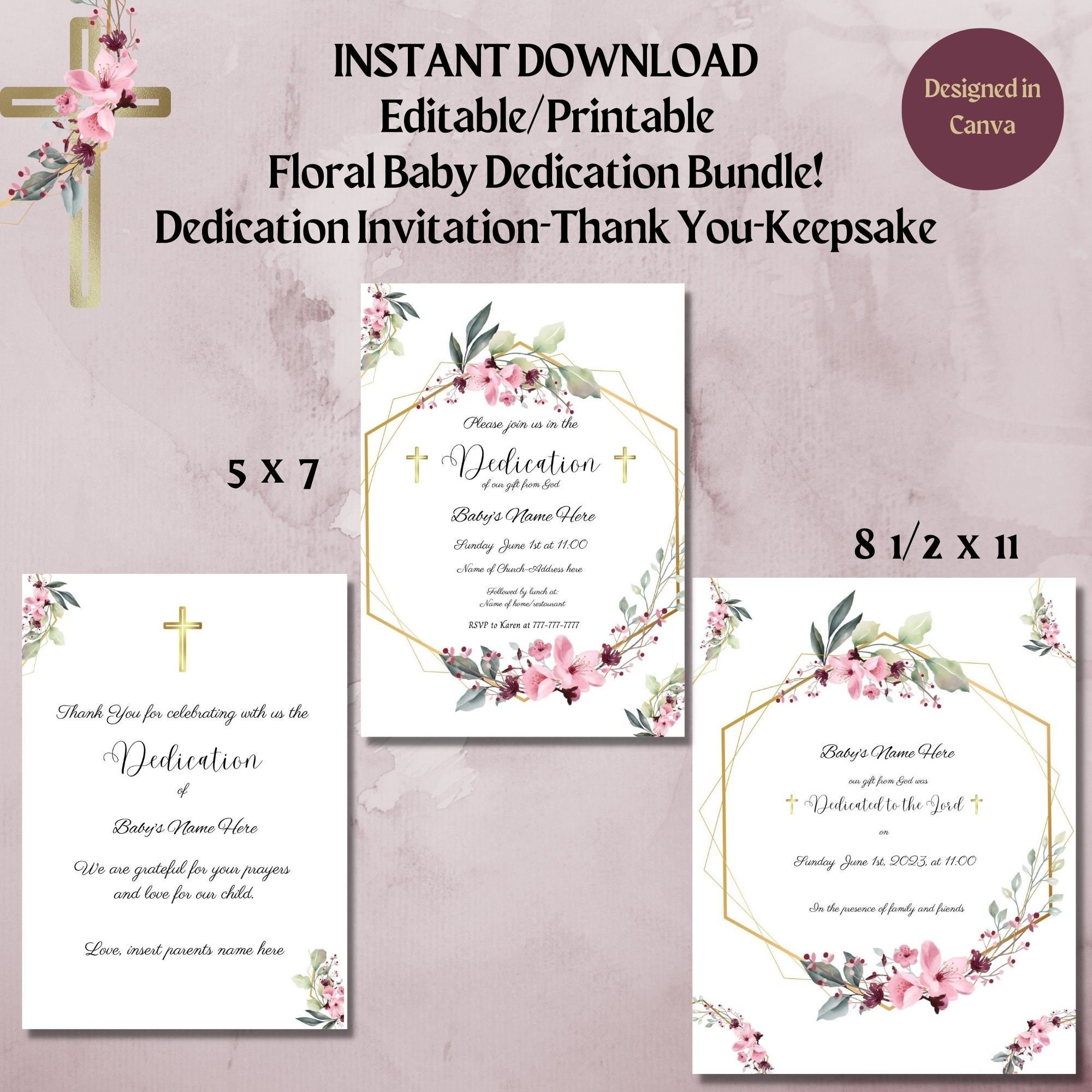 Baby Dedication Invitation-thank You-keepsake Bundle-instant Access ...