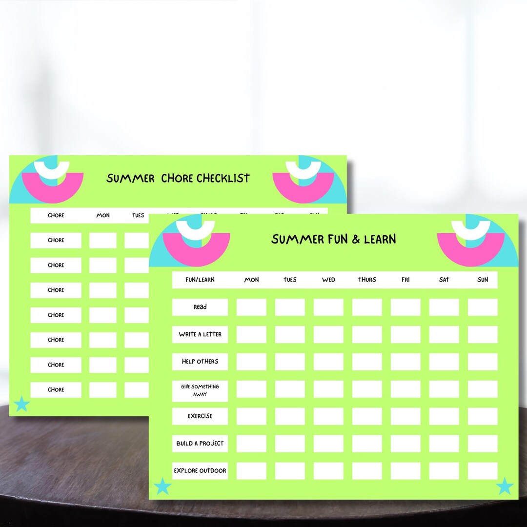 Summer Checklist for Kids-summer Chores Checklist-summer Fun-editable ...