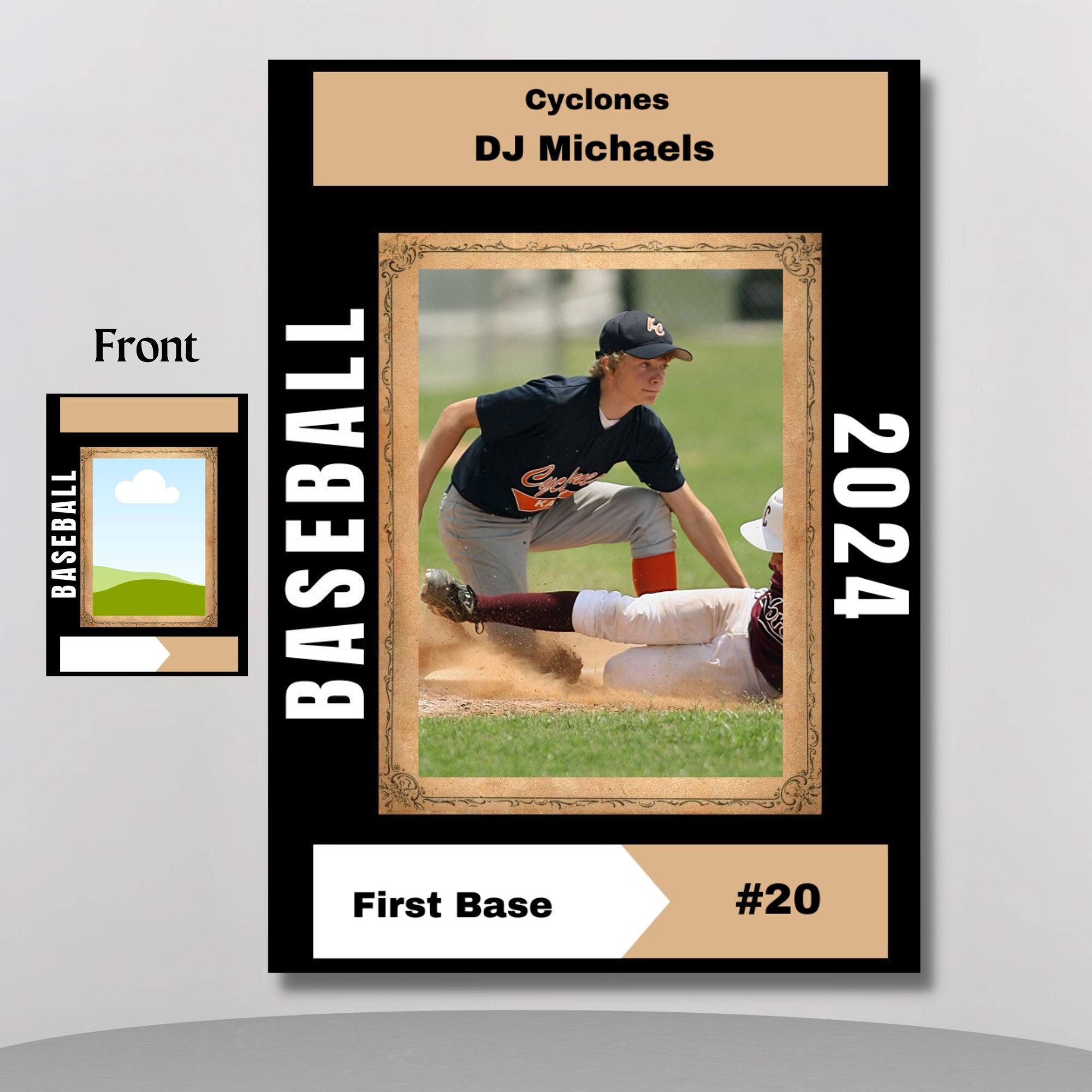 Baseball Trading Card Template-2.5 X 3.5 INSTANT DOWNLOAD Editable ...