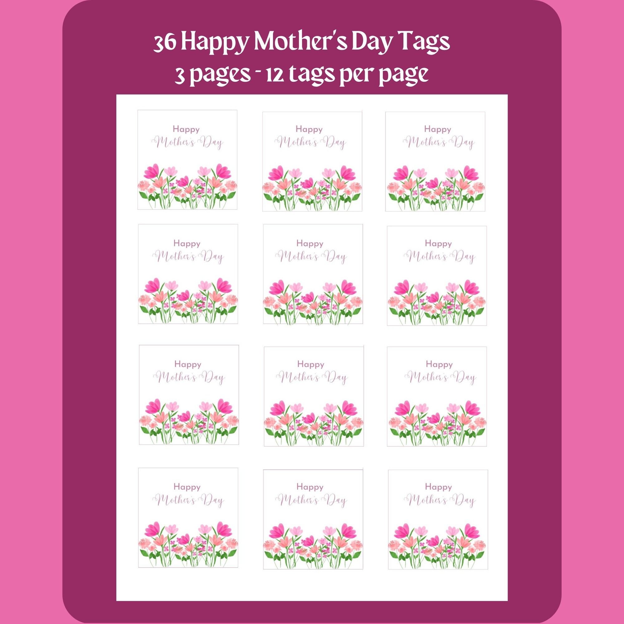 Printable Mother's Day Favor Tags-gift Tags Plus Matching Bonus-mother ...