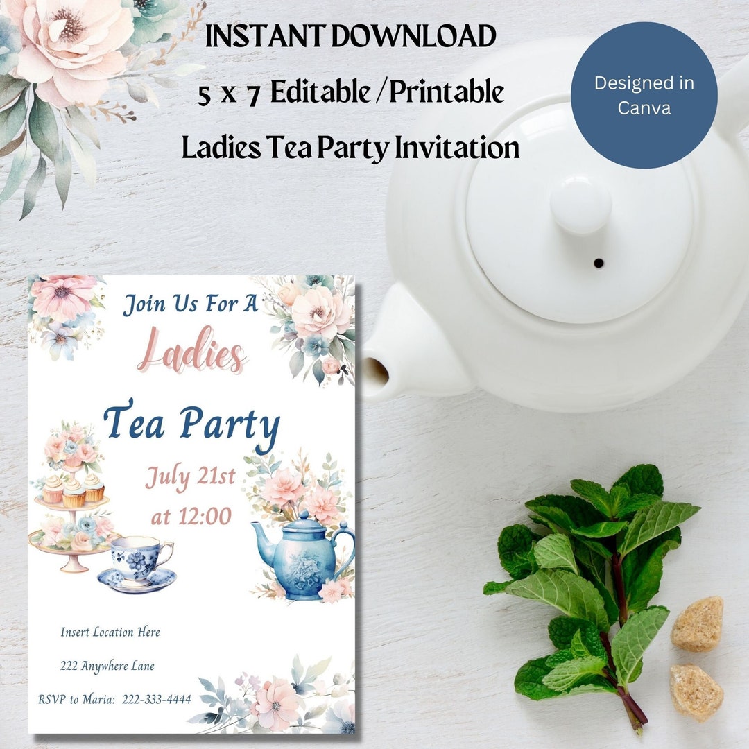 Ladies High Tea Party Invitation-editable Template-instant Download ...