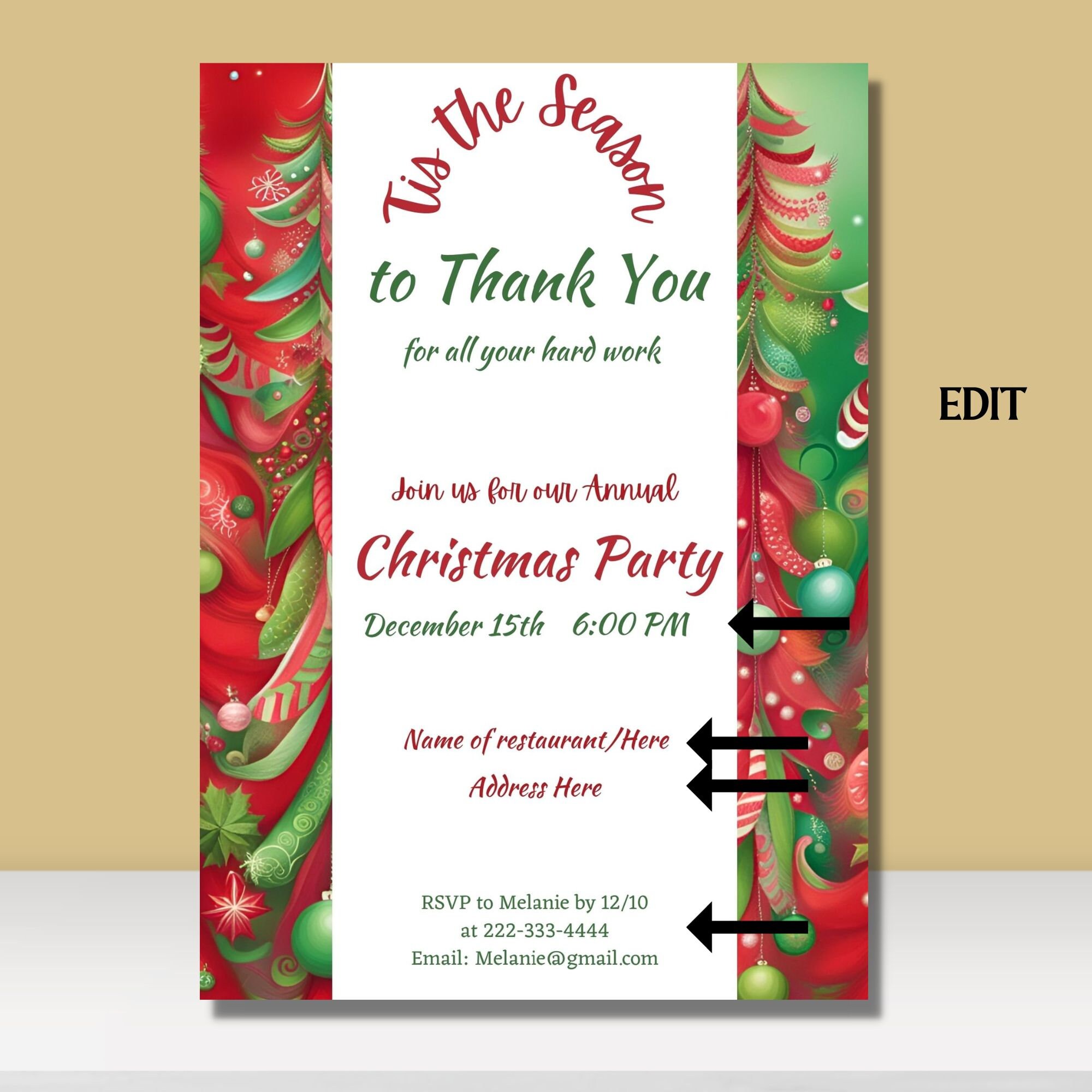 Company Christmas Party Invitation- Holiday Party-staff Appreciation ...