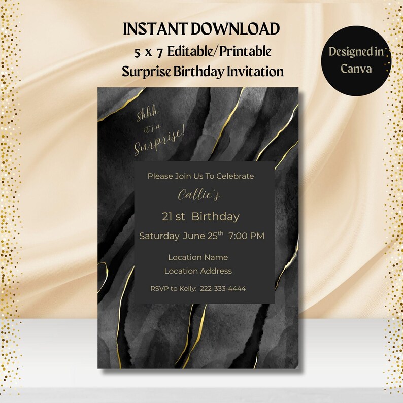 Shhh It's a Surprise Birthday Invitation for Him or Her-editable ...