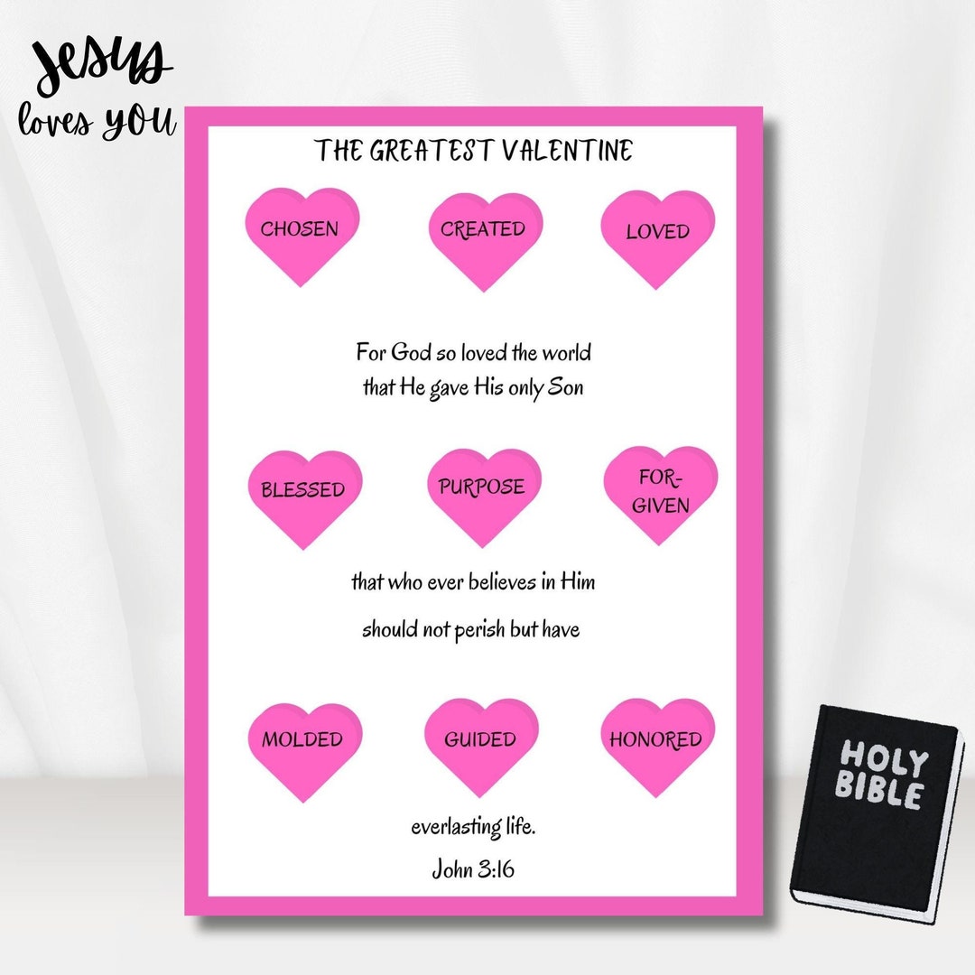 Sunday School Valentine's Day Card-5x7-instant Download-printable ...