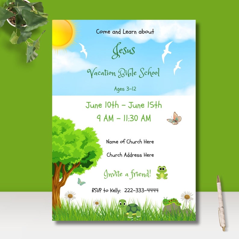 Vacation Bible School Invitation-instant Download-5x7-editable ...
