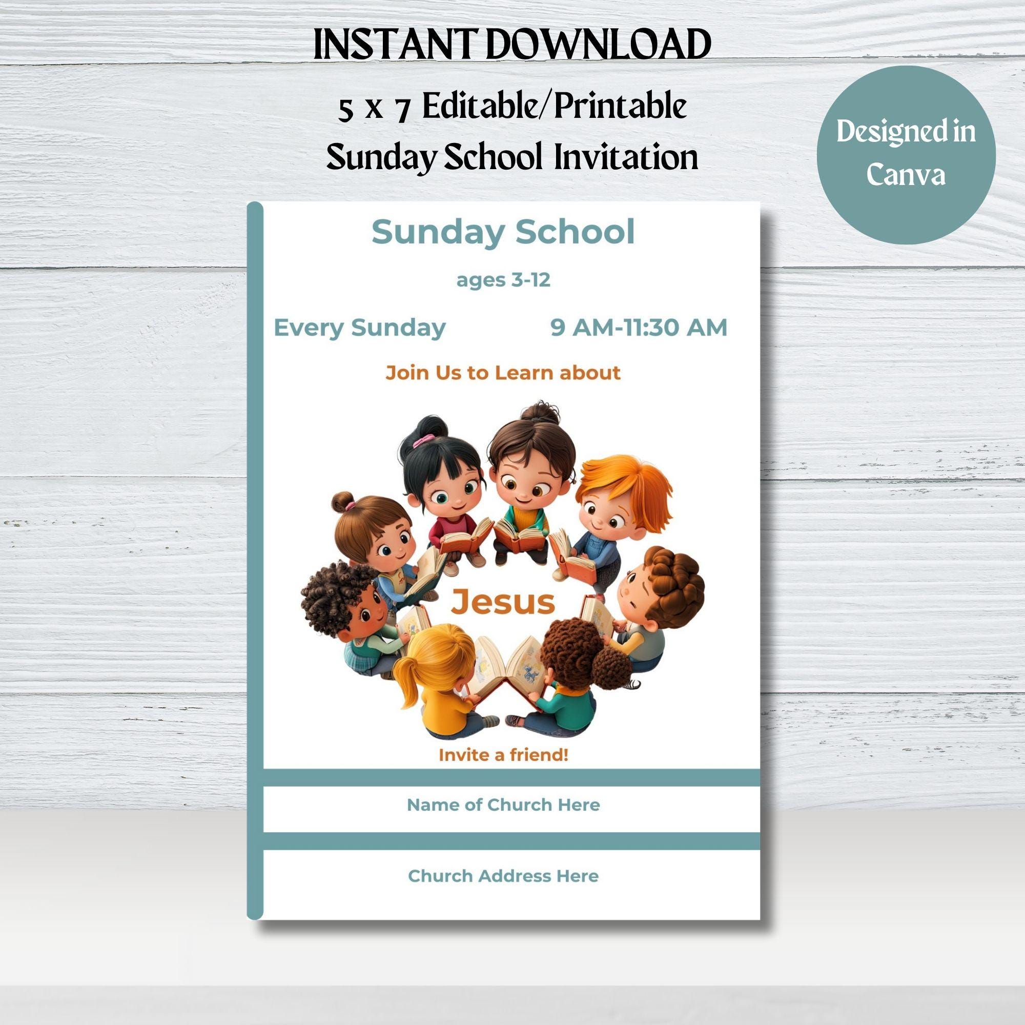 Sunday School Invitation-instant Download-5x7-editable-printable-church ...