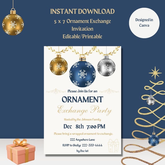 Printable Ornament Exchange Invitations