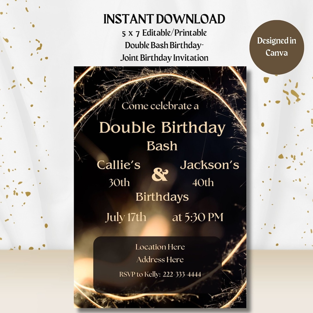 Editable Adult Joint Birthday Invitation-double Birthday Bash-joint ...