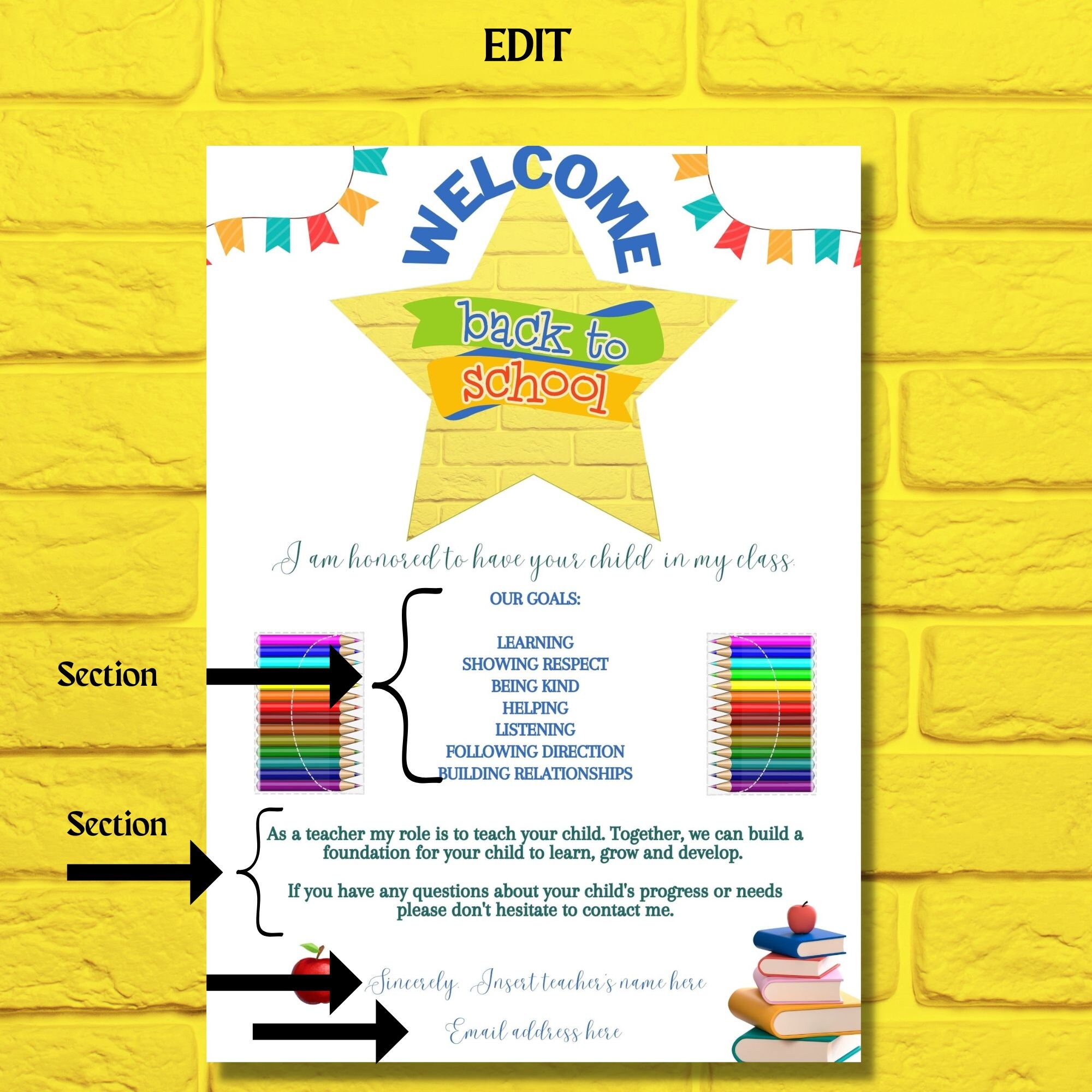 Welcome Back to School Editable Template-instant Download-5x7-for ...