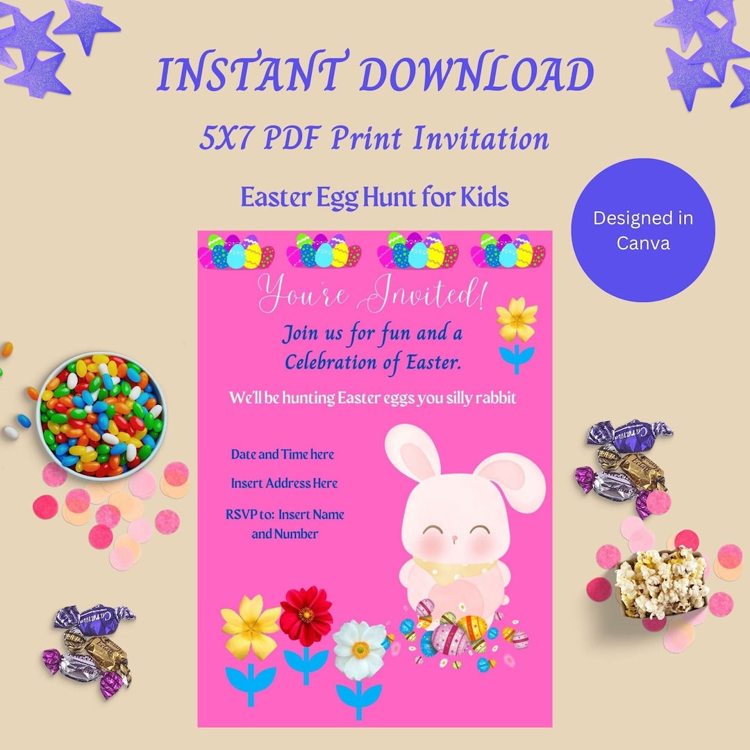 Easter Egg Hunt Invitation for Kids Template-editable-instant Download ...