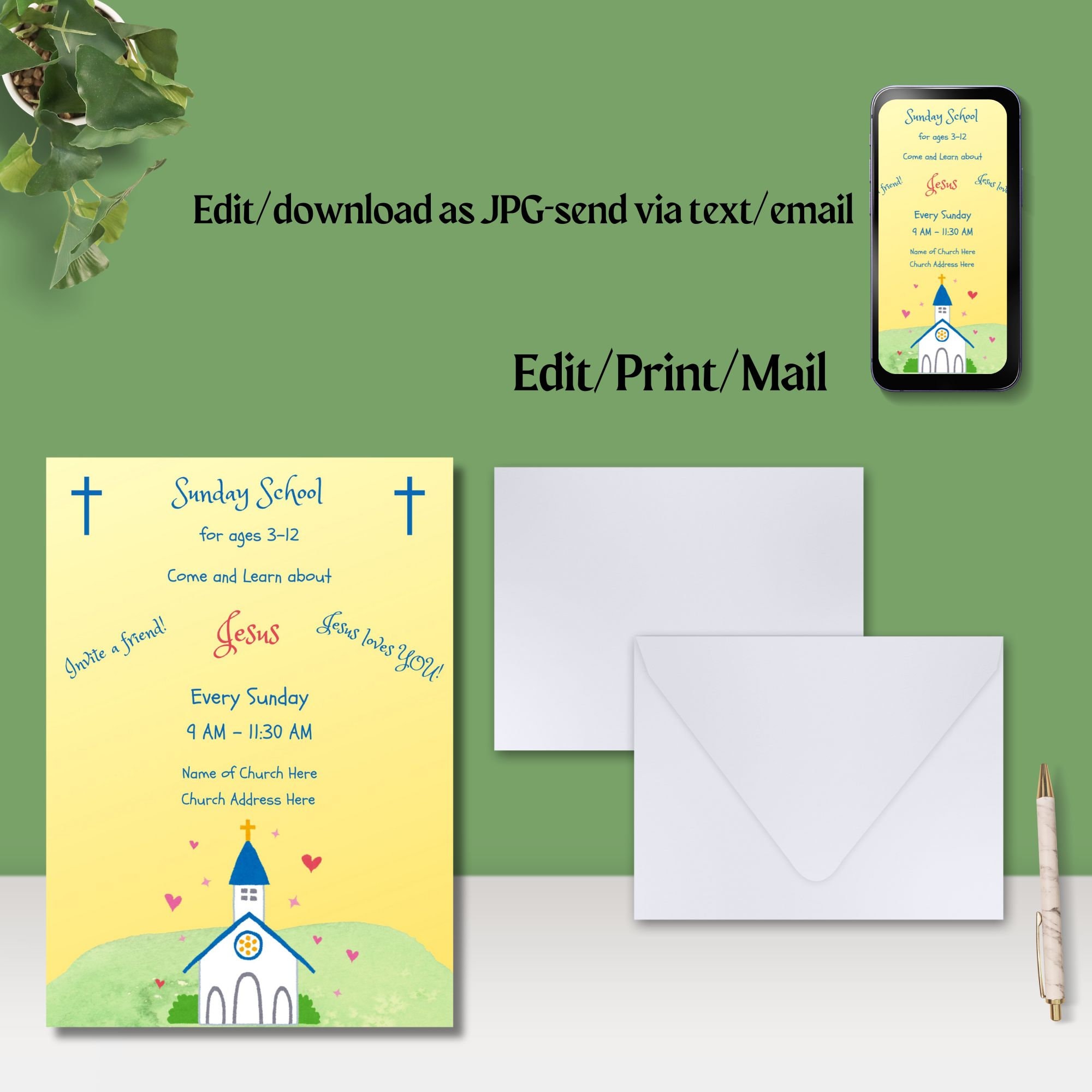 Editable Sunday School Invitation-instant Download-5x7-printable-vbs ...