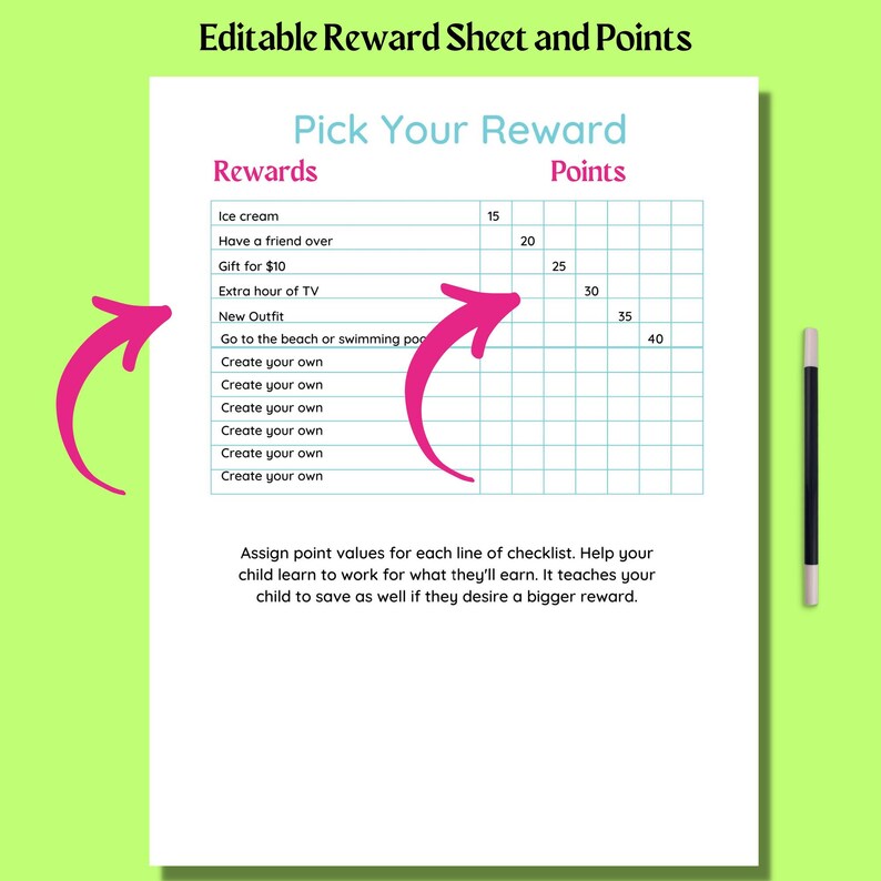 Editable Kid's Summer Checklist and Rewards-instant DOWNLOAD- 8.5x11 ...