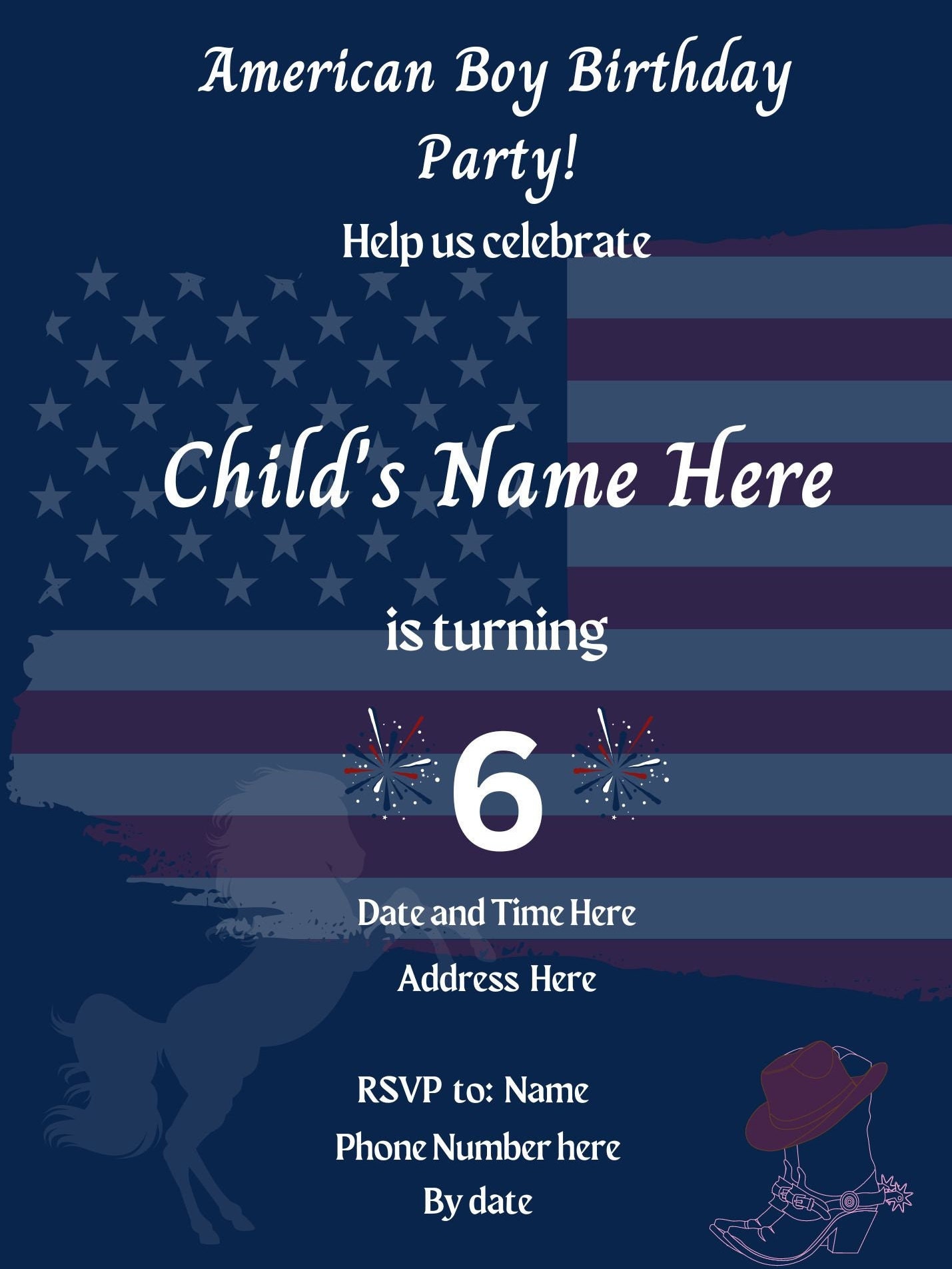 Editable American Boy Patriotic Birthday Invitation-instant Download ...