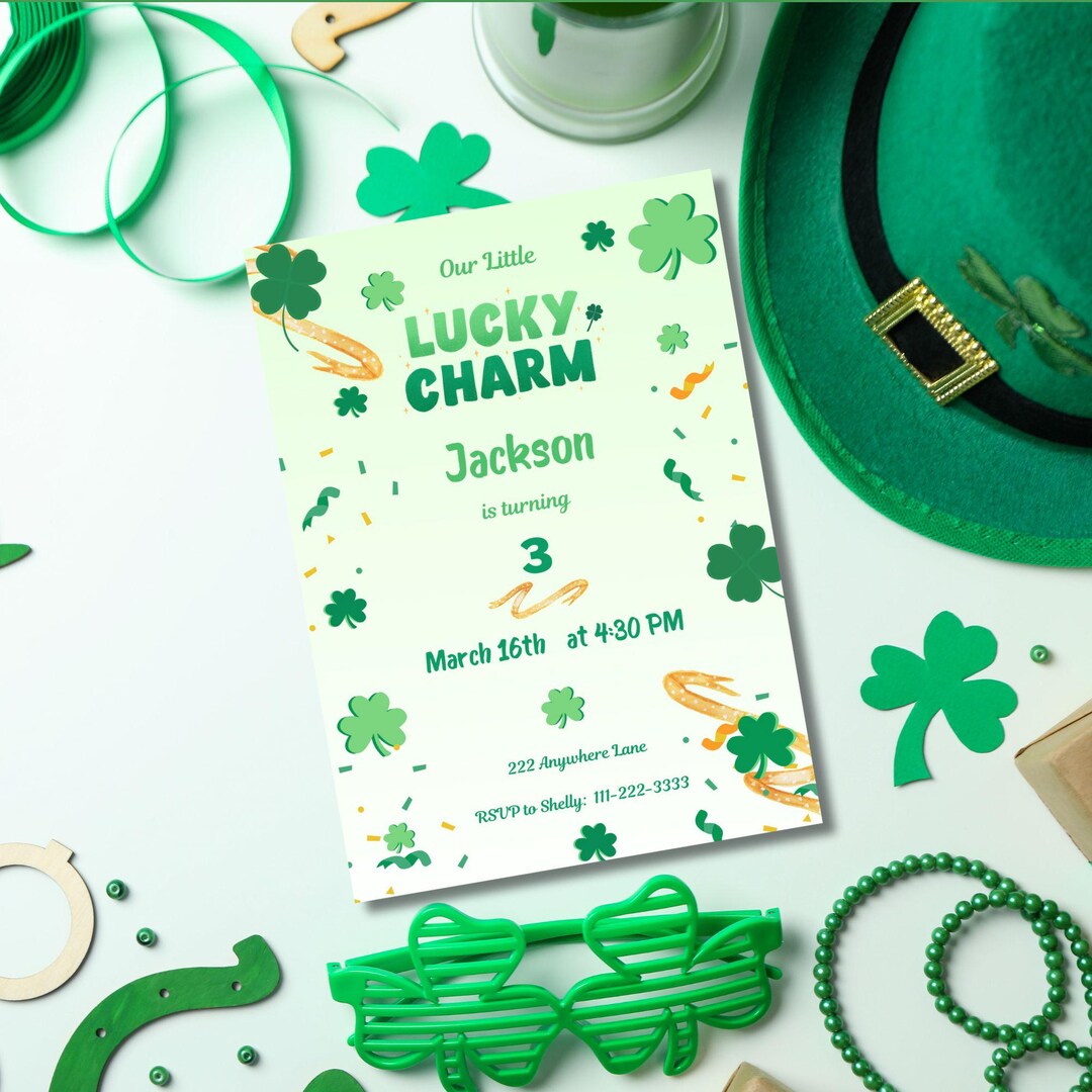 Our Little Lucky Charm Birthday Invitation-editable-printable-instant ...