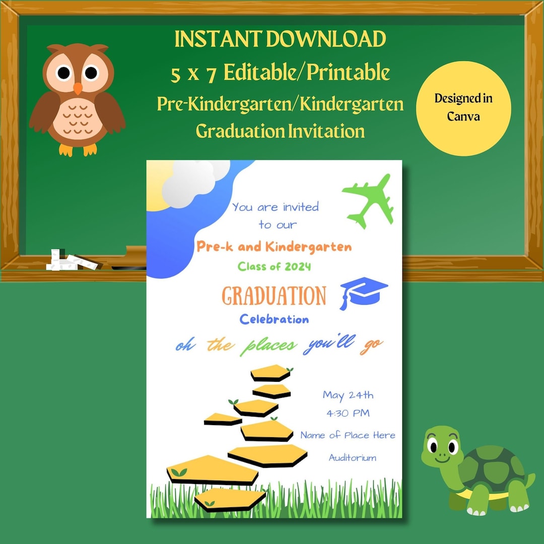 Editable Pre-kindergarten Graduation Invitation-kindergarten Graduation ...