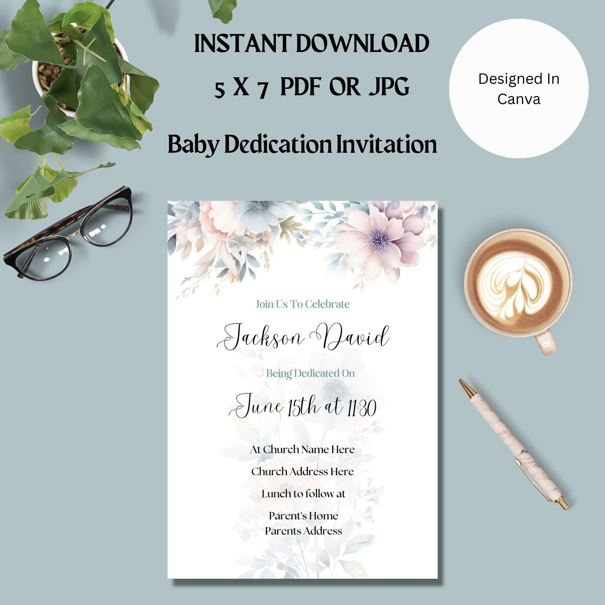 Baby's Dedication Invitation-instant Download-editable-printable ...