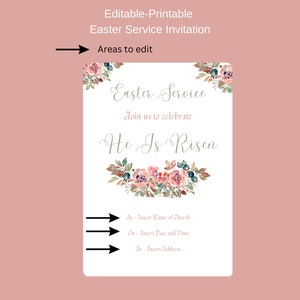 Easter Celebration Service Invitation-he is Risen-instant Download ...