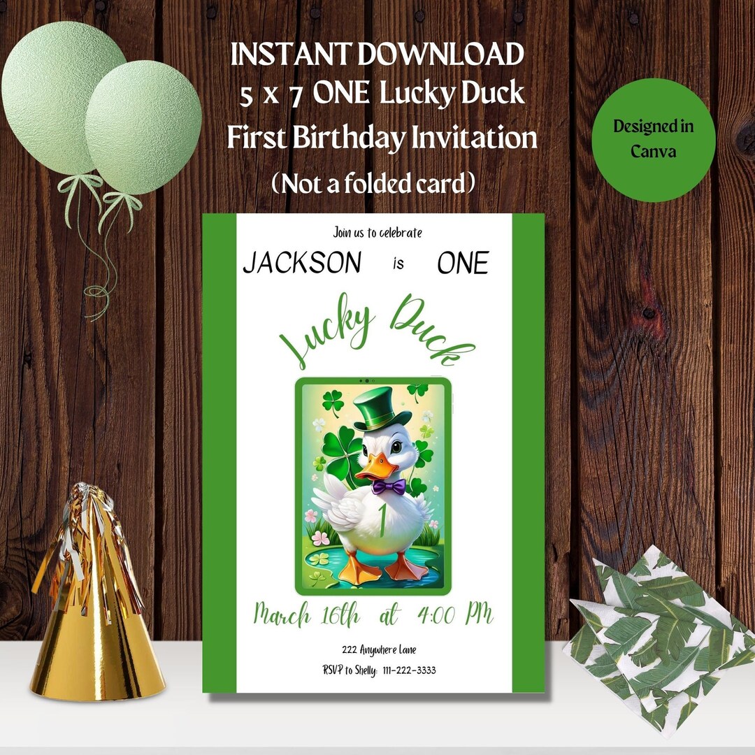 Editable-printable Lucky One Birthday Invitation-5x7-instant Download ...