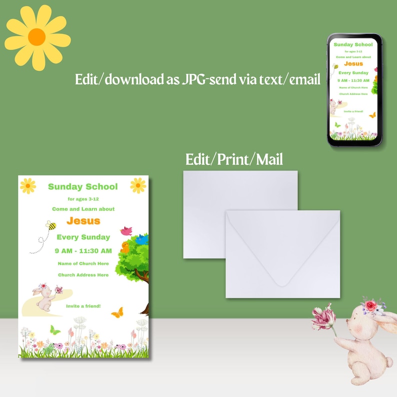 Sunday School Invitation-instant Download-5x7-editable-printable-church ...