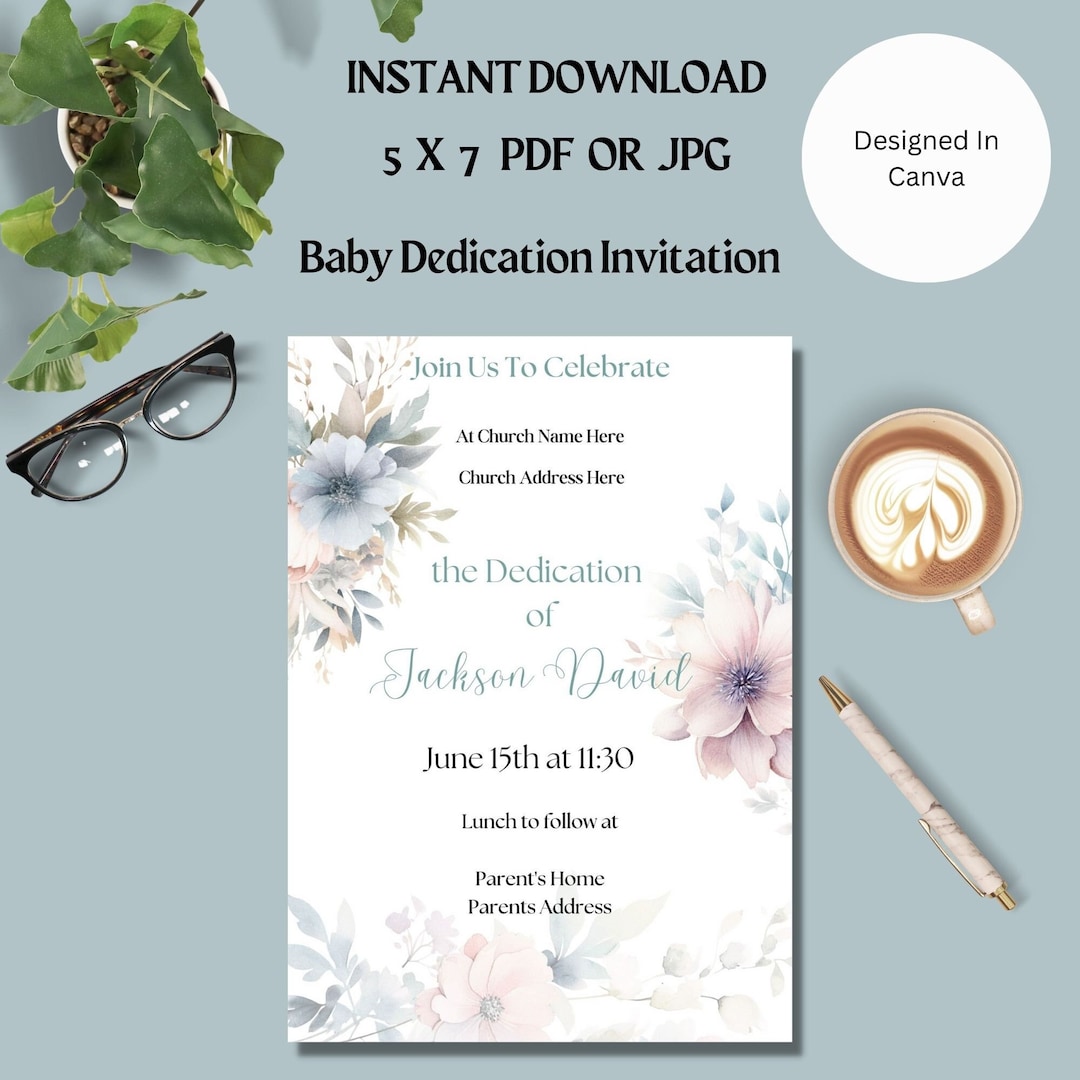 Baby's Dedication Editable Invitation-template-instant Download ...