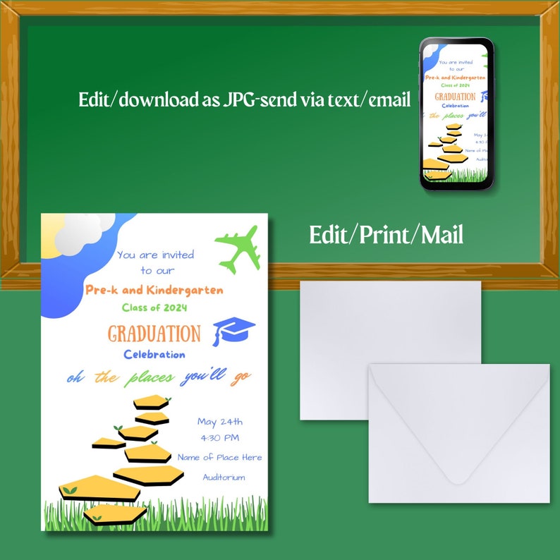 Editable Pre-kindergarten Graduation Invitation-kindergarten Graduation ...