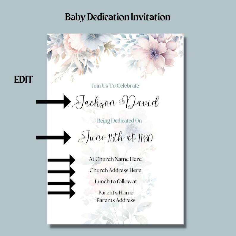 Baby's Dedication Invitation-instant Download-editable-printable ...