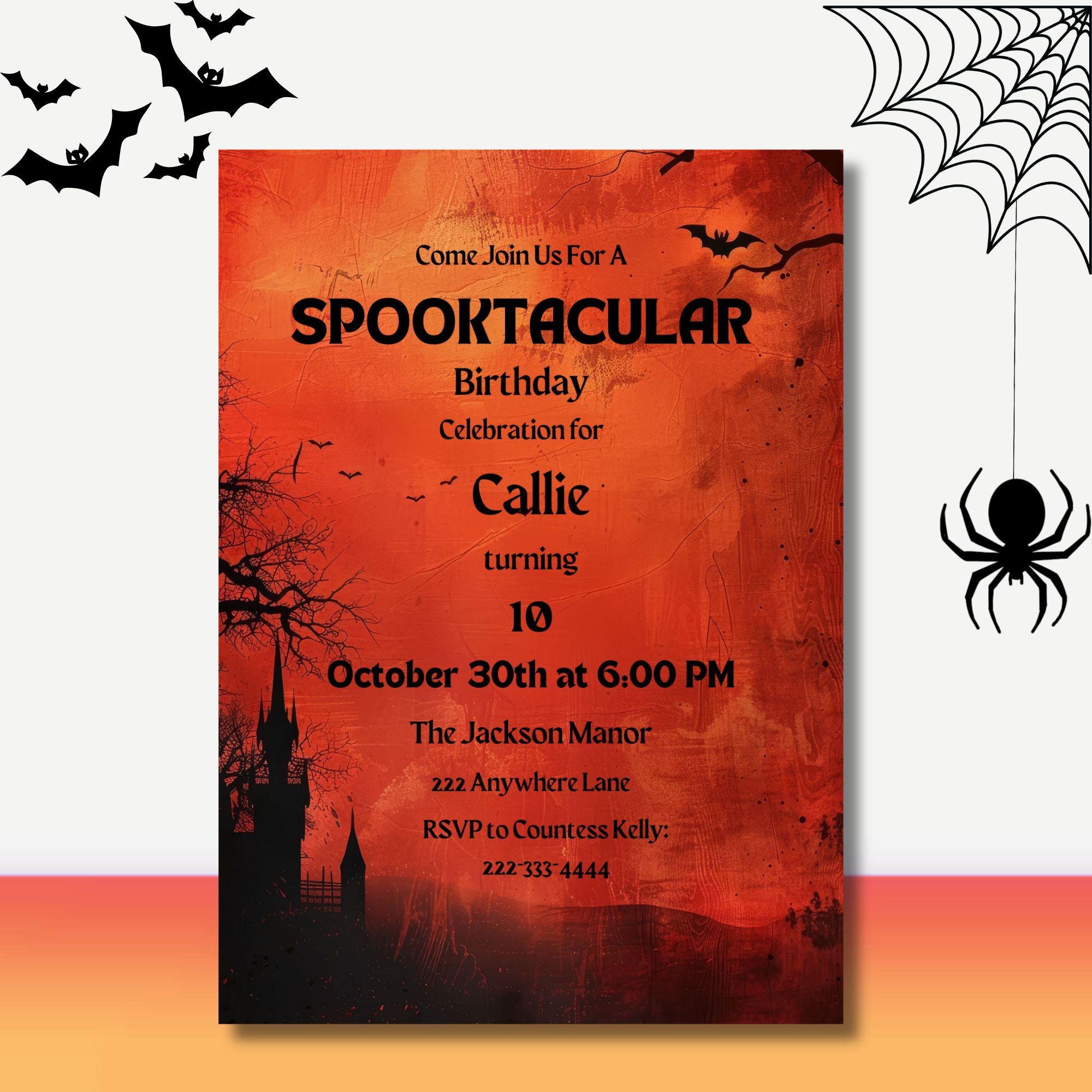 Halloween Birthday Party Invitation Editable Template, Instant Download ...