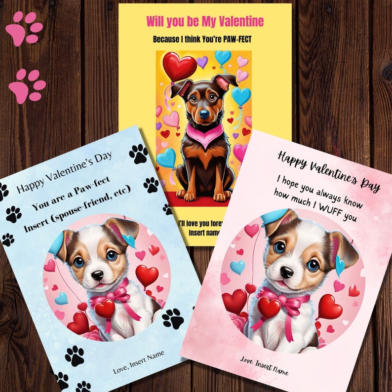 Editable-printable Doggie Valentine Card Bundle-5x7-instant Download ...