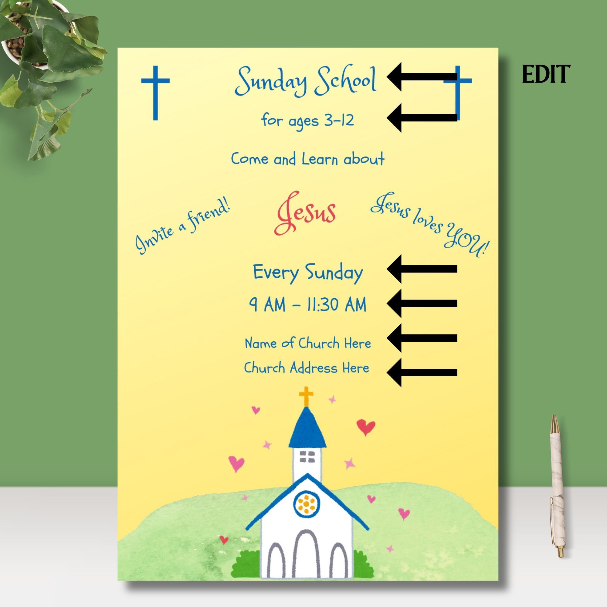 Editable Sunday School Invitation-instant Download-5x7-printable-vbs ...