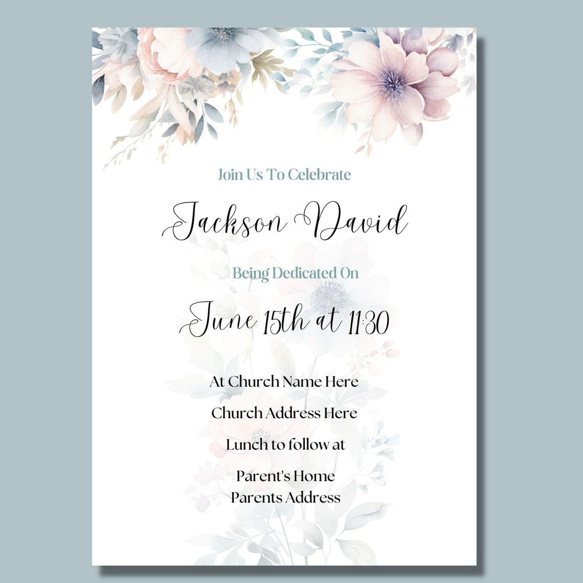 Baby's Dedication Invitation-instant Download-editable-printable ...