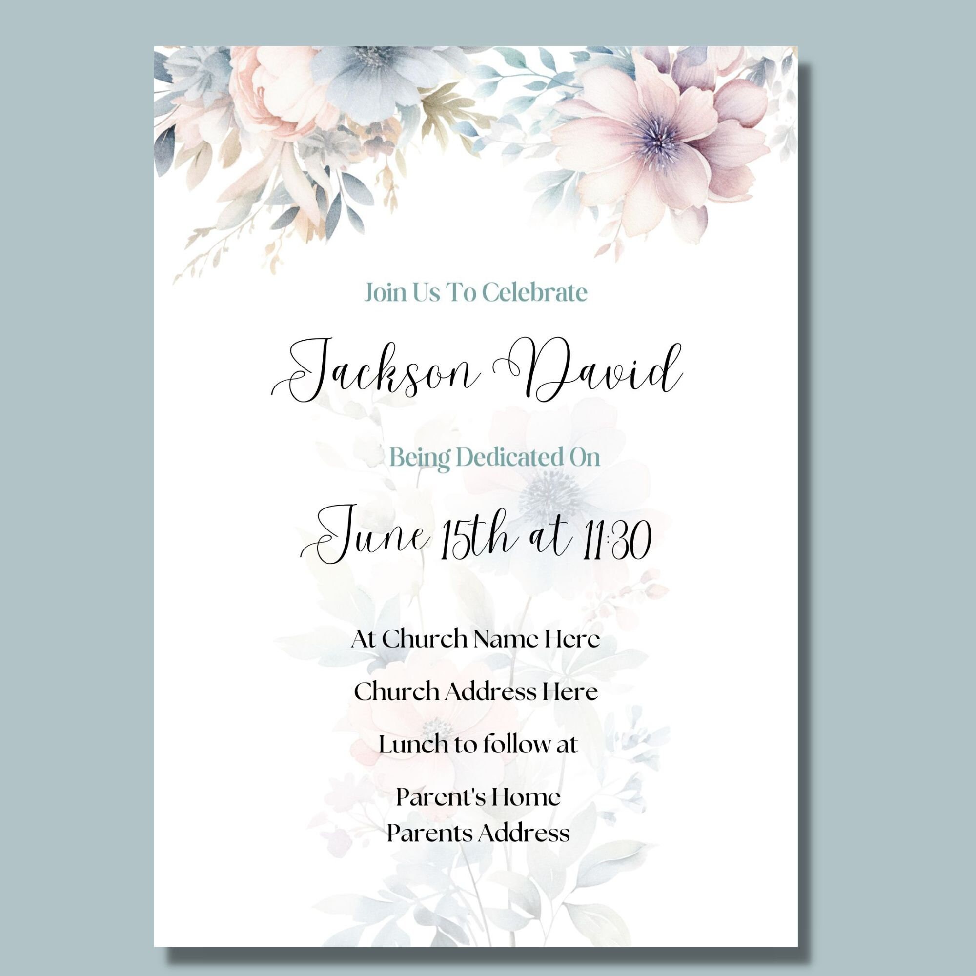 Baby's Dedication Invitation-instant Download-editable-printable ...