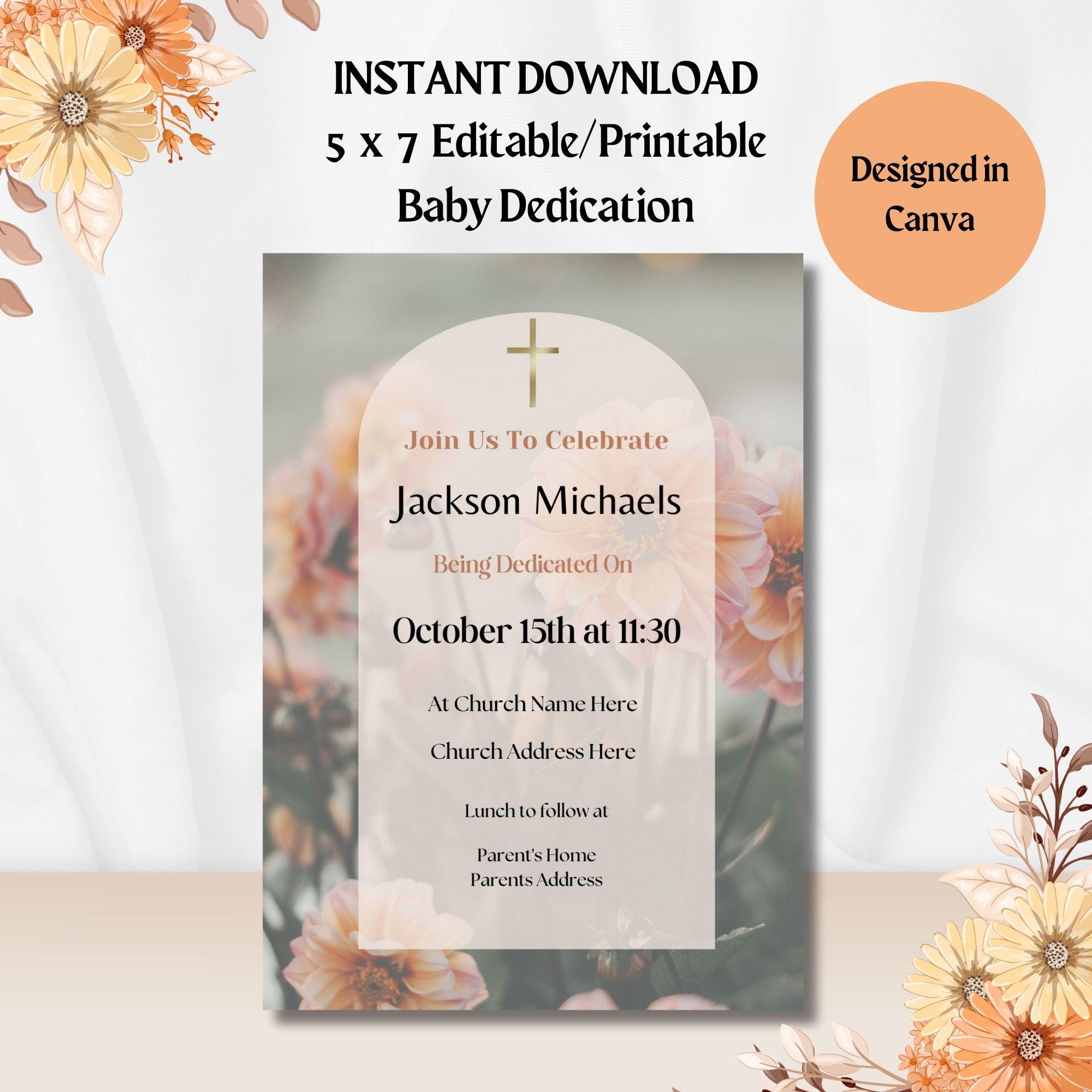 Editable Christian Baby Dedication Invitation-template-instant Download ...