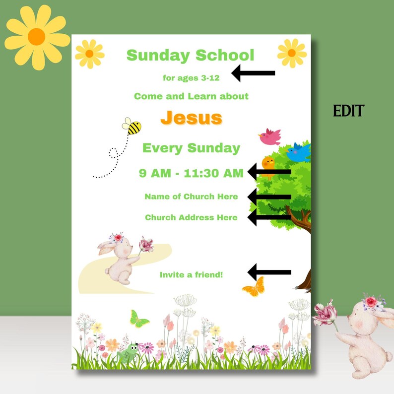 Sunday School Invitation-instant Download-5x7-editable-printable-church ...