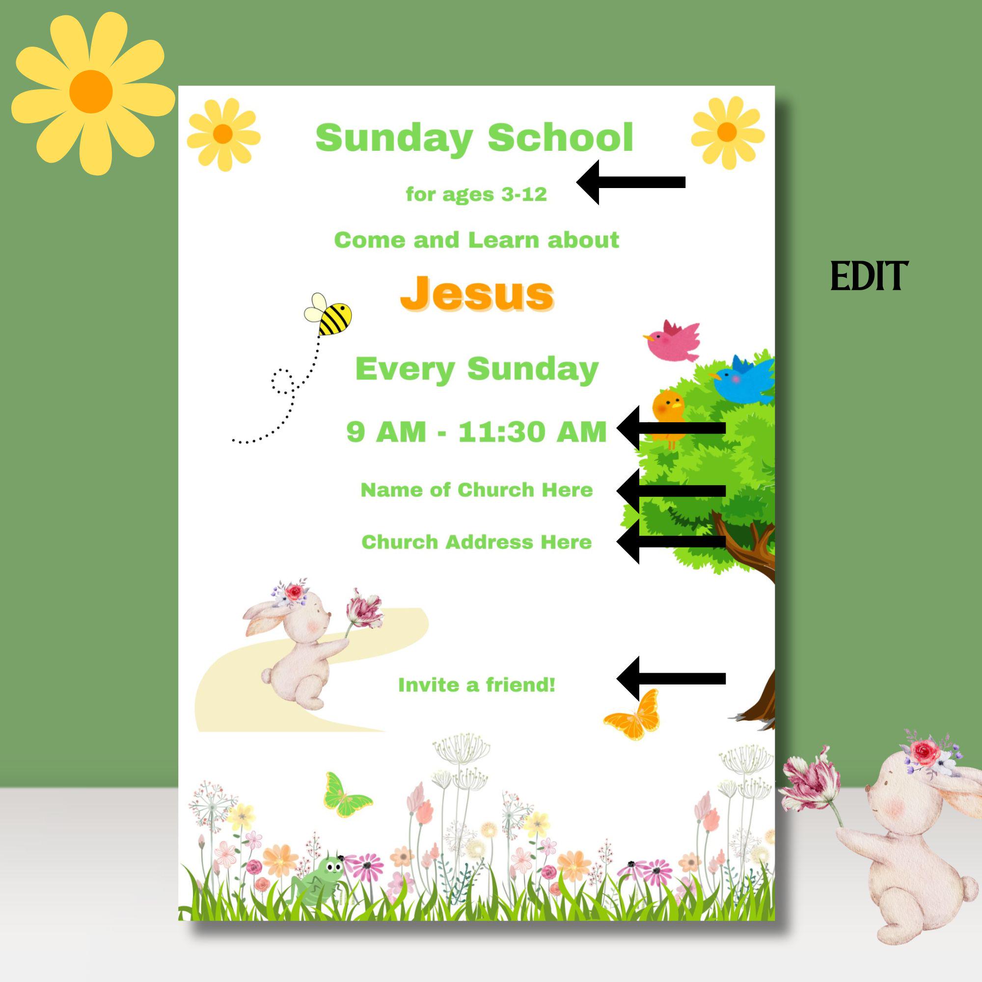 Sunday School Invitation-instant Download-5x7-editable-printable-church ...