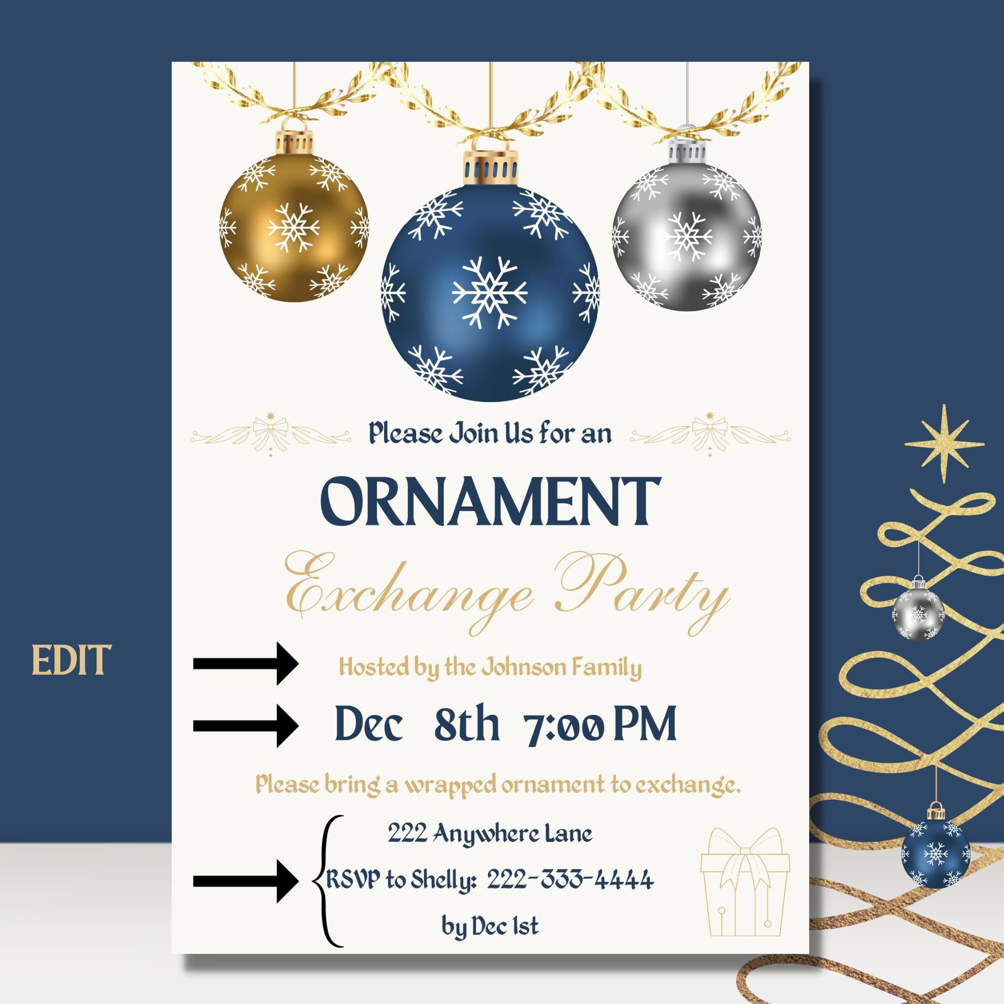 Ornament Exchange Party Invitation-editable-printable-instant Download ...