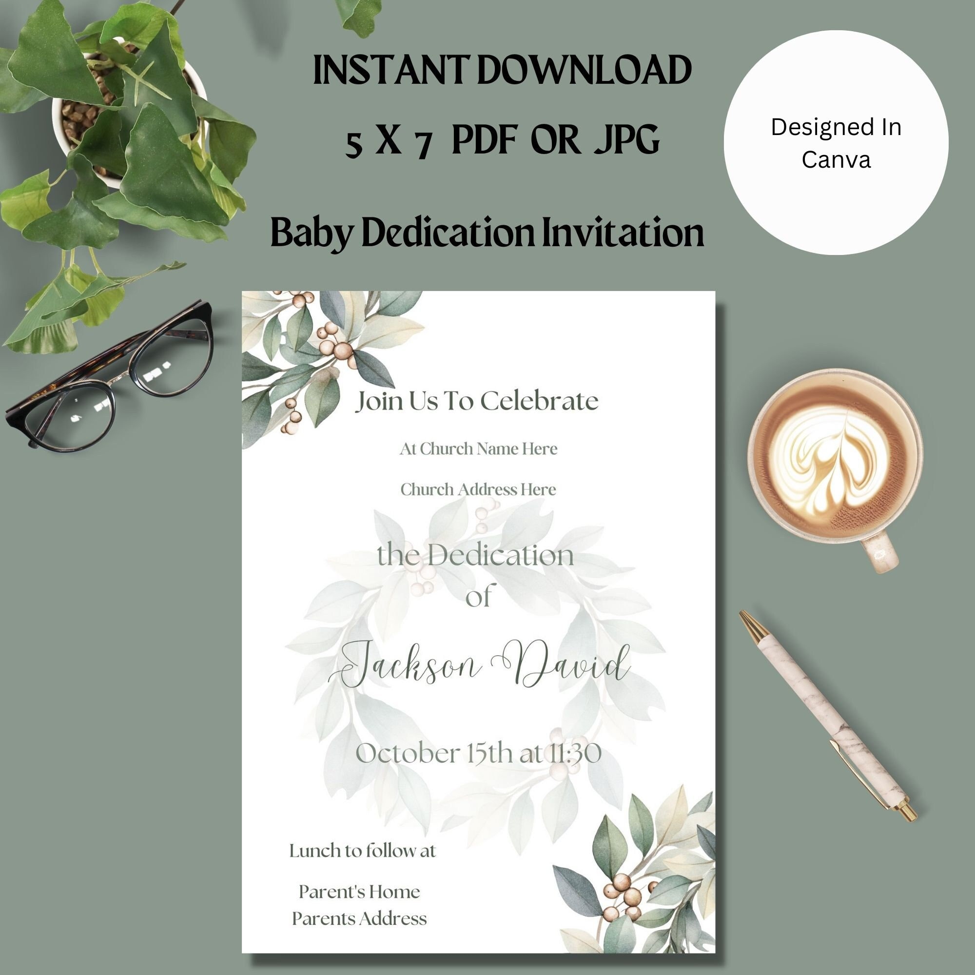 Baby's Dedication Invitation-instant Download-editable-printable ...