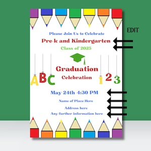 Editable Pre-kindergarten Graduation Invitation-kindergarten Graduation ...