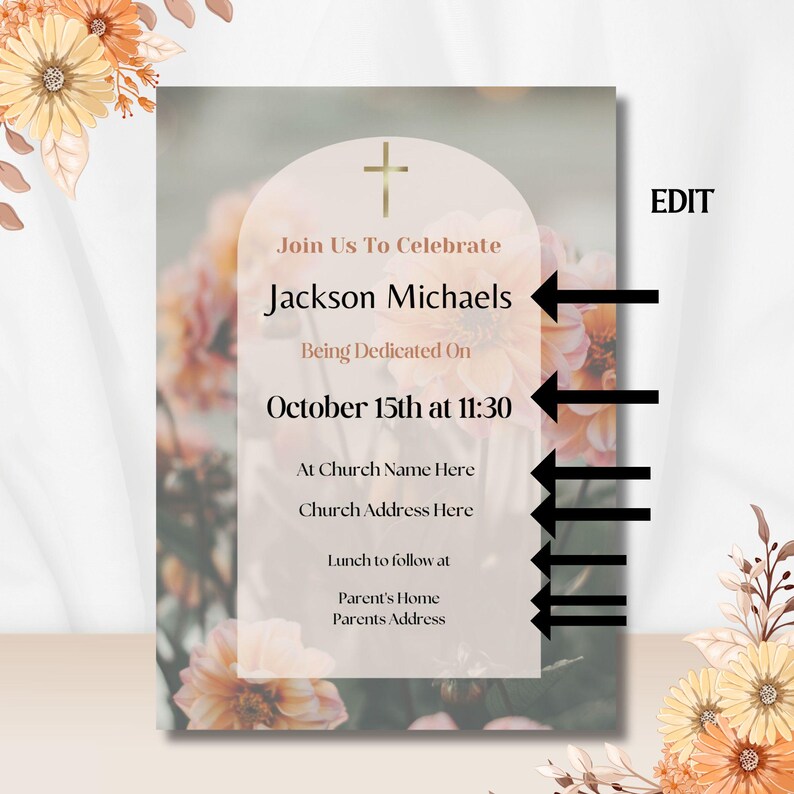 Editable Christian Baby Dedication Invitation-template-instant Download ...