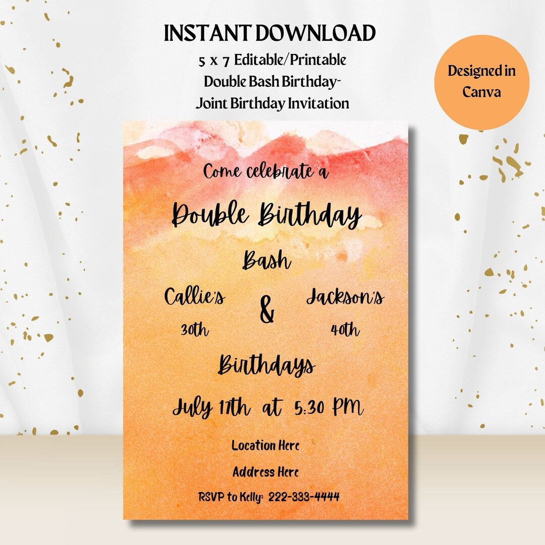 Editable Adult Joint Birthday Invitation-double Birthday Bash-joint ...