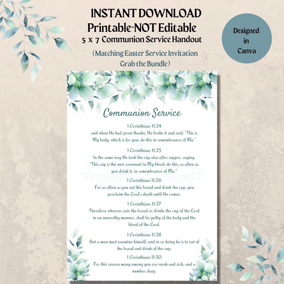 Communion Celebration Service -he is Risen-instant Download-printable ...