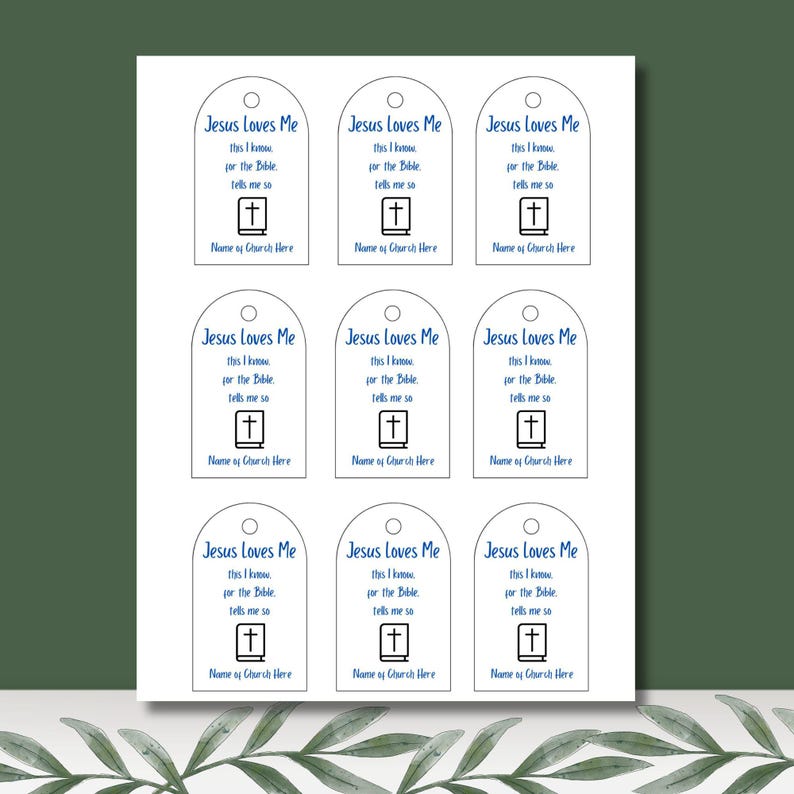 Jesus Loves Me Tags: Editable Printable for Sunday School (instant ...